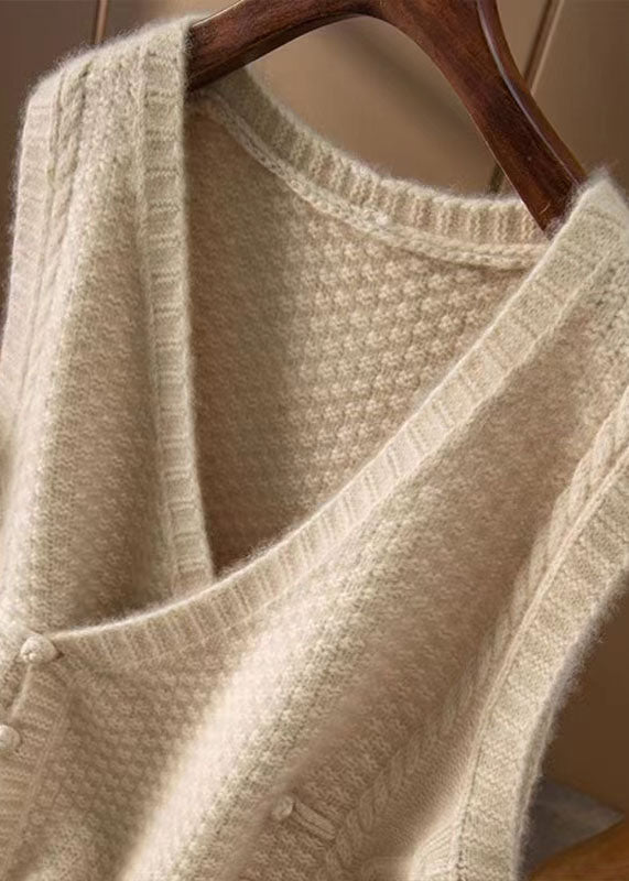 Organic apricot Asymmetrical Button Knit Tanks Sleeveless – SooLinen