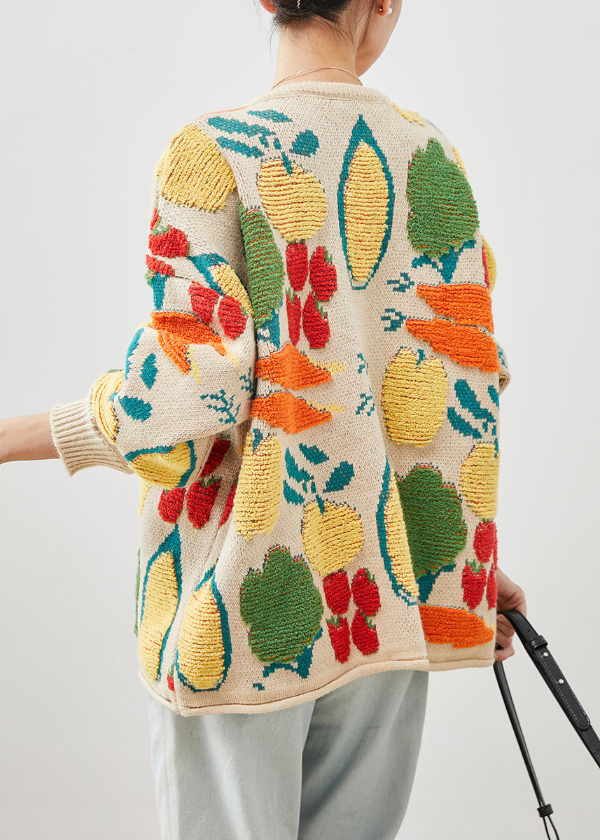 Art Apricot Oversized Jacquard Knit Cardigans Winter – SooLinen
