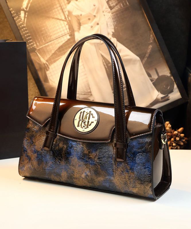 Beautiful Blue Embossed Classy Calf Leather Tote Handbag – SooLinen