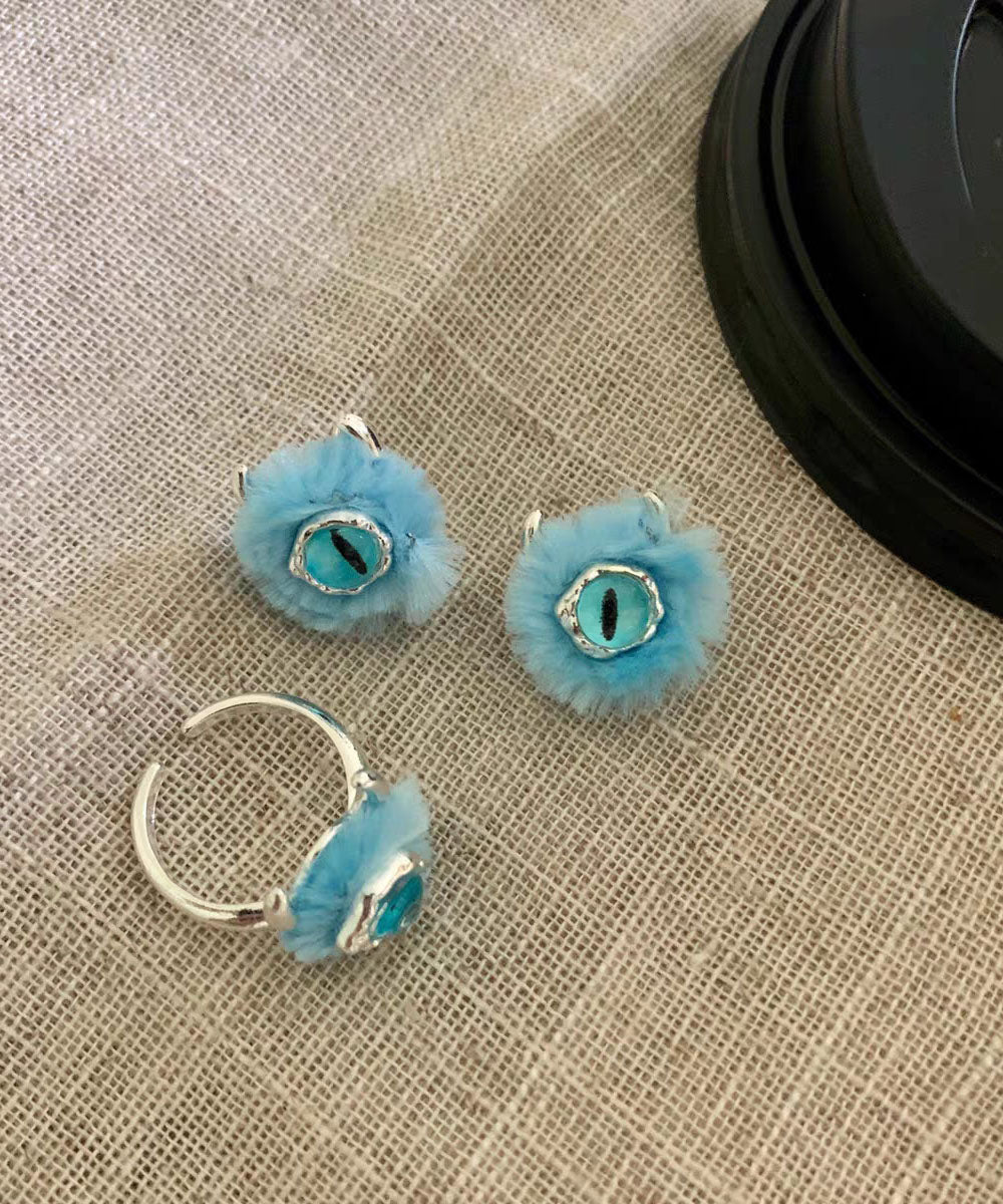 Boutique Blue Sterling Silver Fuzzy Monster Rings – SooLinen