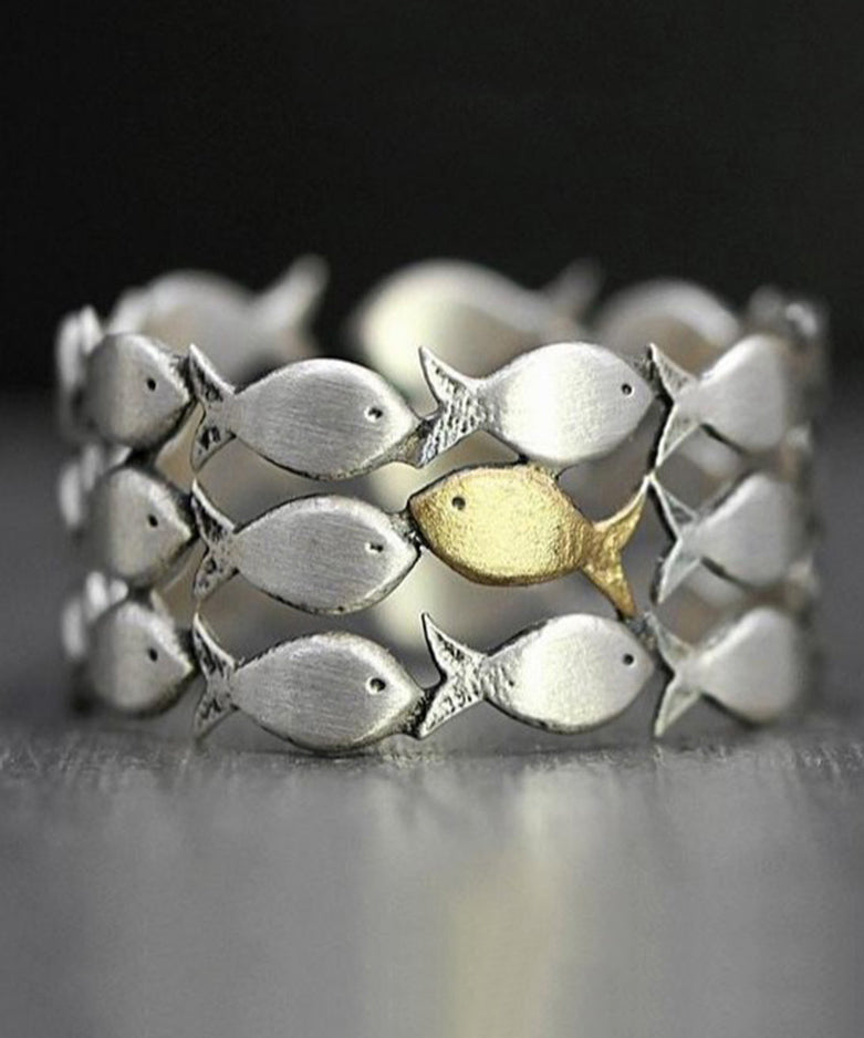 Boutique Yellow Sterling Silver Little Fish Rings – SooLinen