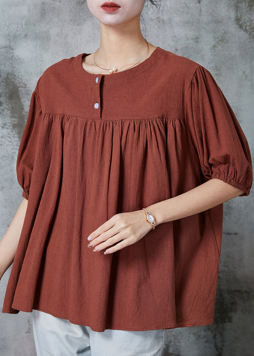 Caramel Cotton Shirt Tops Oversized Summer – SooLinen