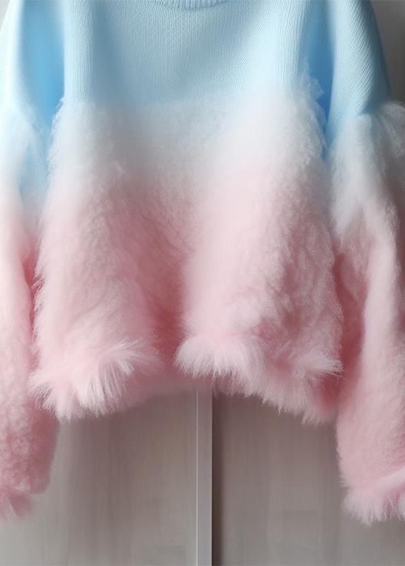 Chic Gradient Color Fluffy Cozy Cotton Knit Sweaters Fall – SooLinen