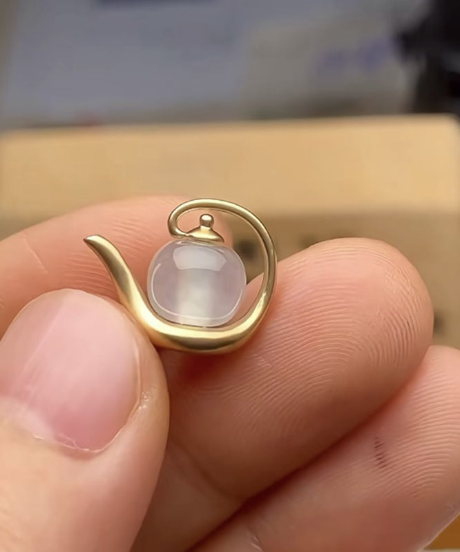 Chinese Style Gold Sterling Silver Overgild Jade Water Bottle Pendant ...