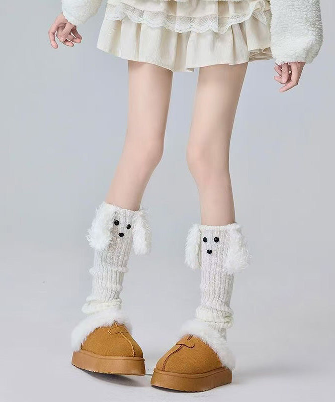 Cute Cartoon Coffee Fuzzy Fur Knit Sock Covers – SooLinen