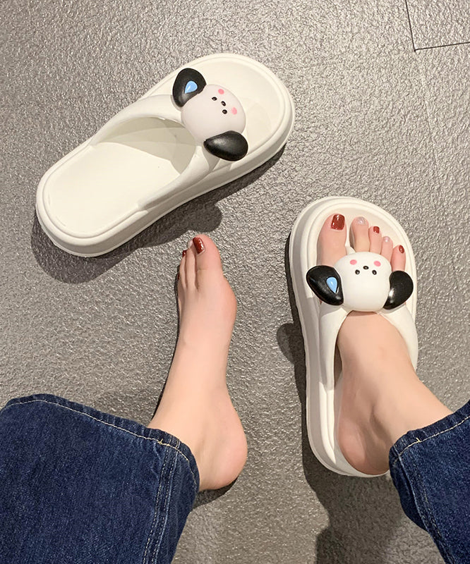 Cute Cartoon Platform Rose Peep Toe Thong Sandals – SooLinen