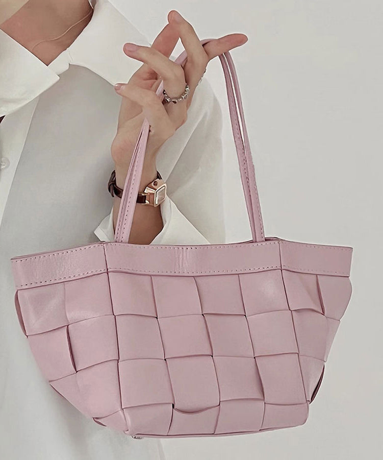 Cute Pink Faux Leather Braid Satchel Handbag – SooLinen
