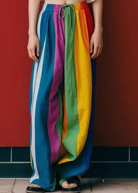 DIY Multicolour Oversized Linen Wide Leg Pants Spring – SooLinen