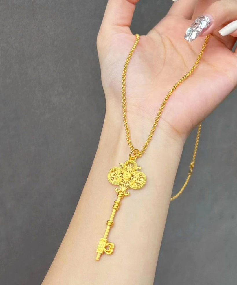 Elegant Gold Ancient Gold Key Pendant Necklace – SooLinen