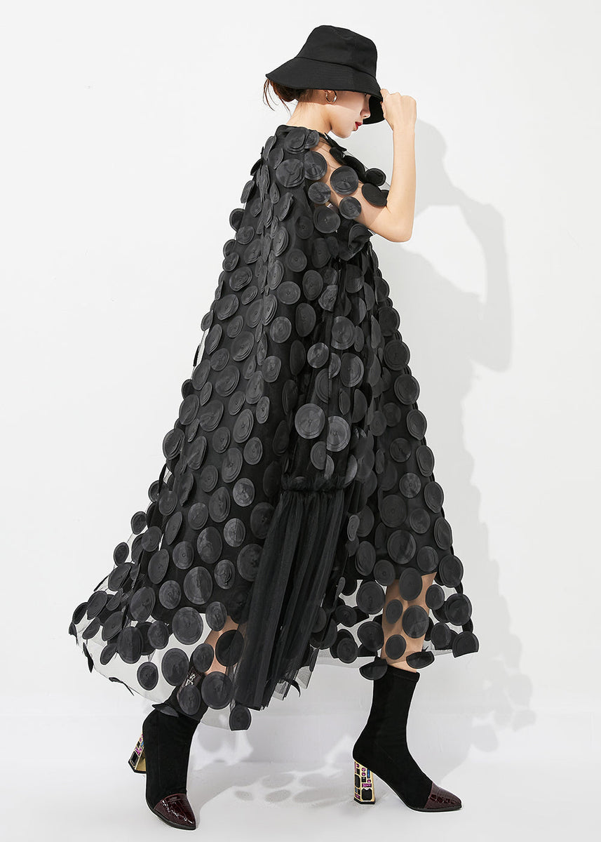 Handmade Black Oversized Patchwork Tulle Robe Dresses Summer – SooLinen
