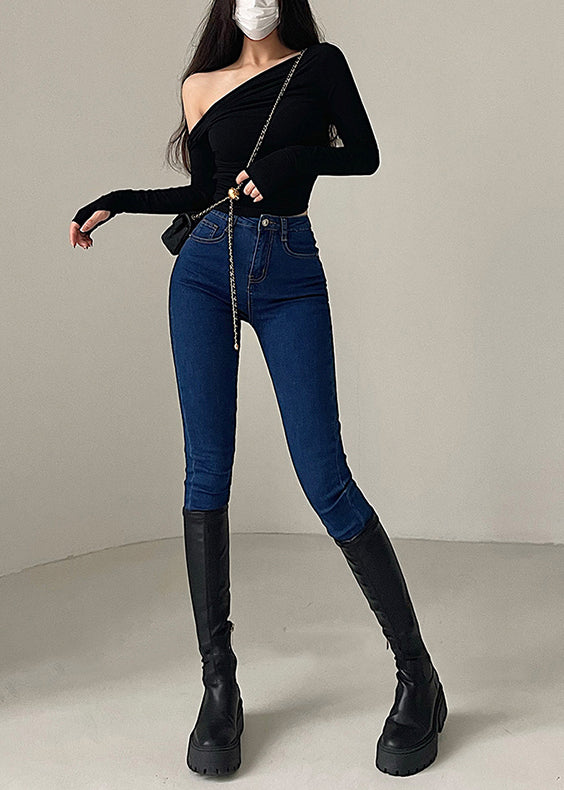 Ignite Navy Butt Scrunch Denim Pants Spring – SooLinen