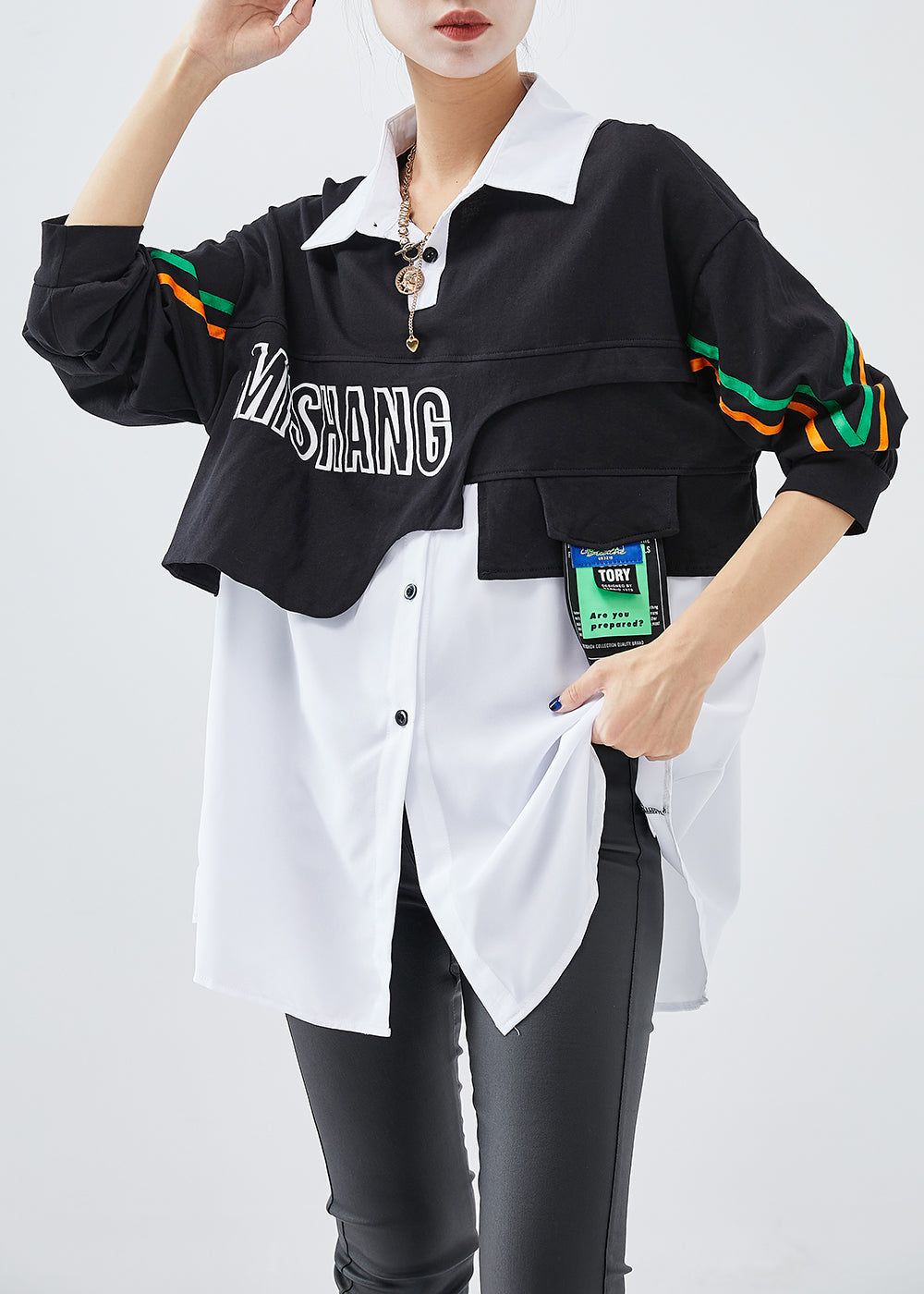 Italian Colorblock Oversized Patchwork Cotton Sweatshirt Streetwear Fa ...