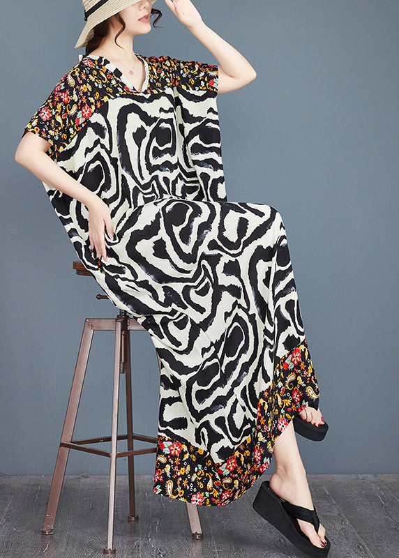 Italian Print Oversized Patchwork Cotton Vacation Dresses Summer – SooLinen