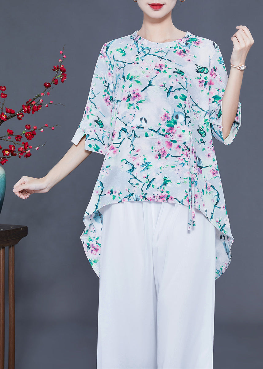 Modern Oversized Low High Design Side Open Chiffon Silk Tops Summer ...