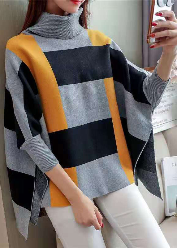 Women Striped Knit Blouse O Neck Batwing Sleeve Loose-fitting Knitted ...