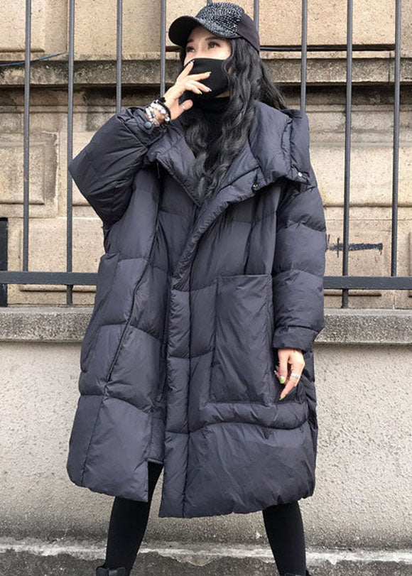 Plus Size Black Hooded Oversized Thick Duck Down Jackets Winter – SooLinen