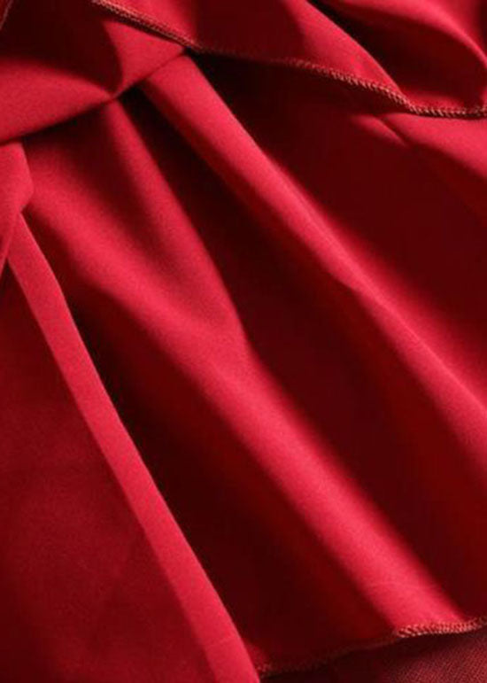 Red Brief Tulle A Line Skirts Wrinkled Spring – SooLinen