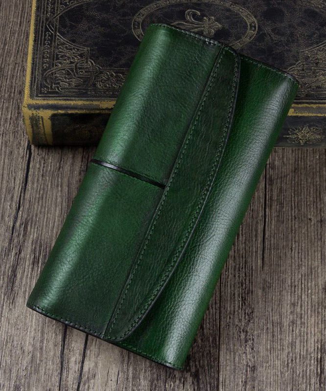 Simple Brown Durable Genuine Calf Leather Wallet Purse – SooLinen