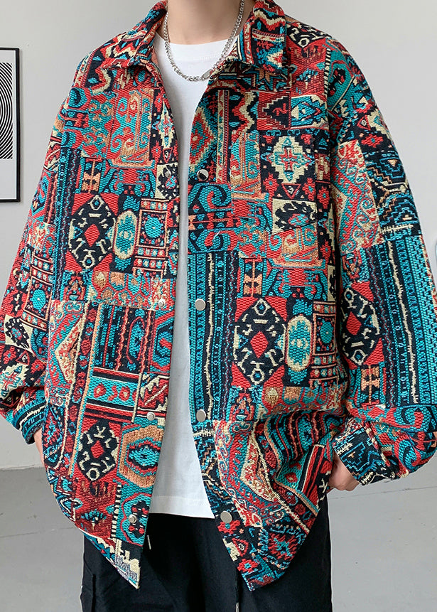 Unique Red Peter Pan Collar Pockets Mens Coats Spring – SooLinen