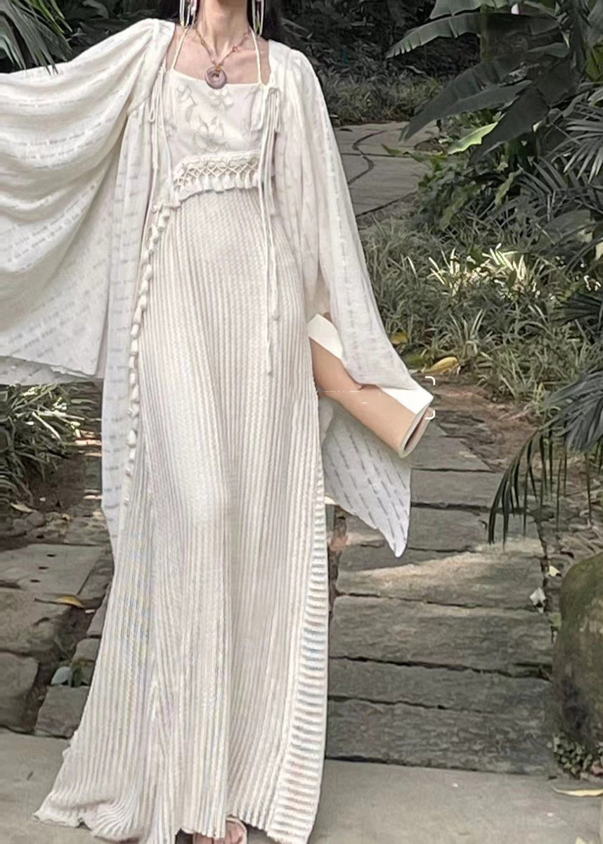 Vintage Cape And Tasseled Spaghetti Strap Dress Two Pieces Summer ...