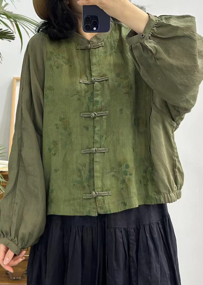 Vintage Red Button Print Patchwork Linen Shirts Long Sleeve – SooLinen