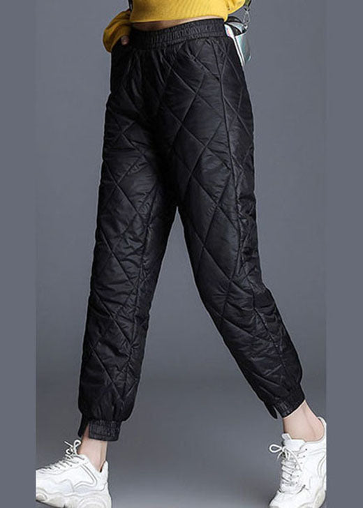 Boutique Black Pockets Fine Cotton Filled Pants Winter – SooLinen