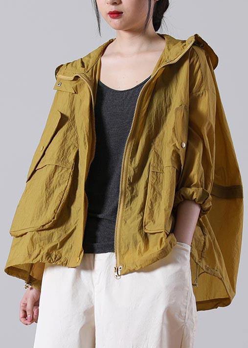 Elegant Yellow Loose UPF 50+ Coat Jacket Hoodie Coat Summer – SooLinen