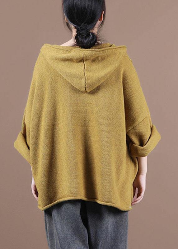 Loose Yellow Button Sweater Coat – SooLinen