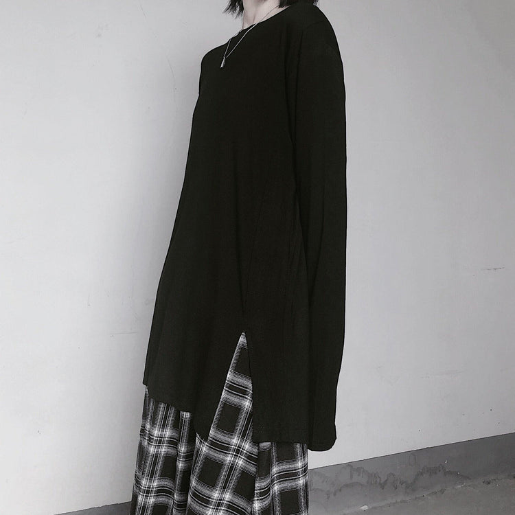 Organic O Neck Side Open Clothes For Women Design Black Tops – SooLinen