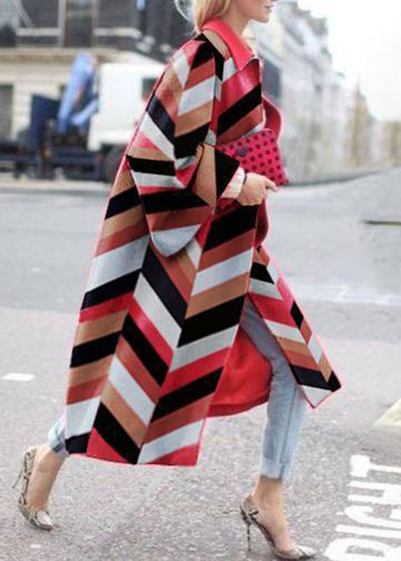 Street Rose Peter Pan Collar Print Patchwork Fall Long sleeve Coat ...