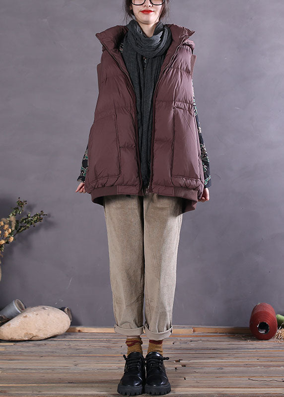 Style Light Grey Hooded Pockets Sleeveless down vest – SooLinen