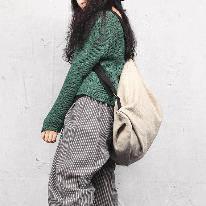 Women's cloth bag, multiple backs, shoulder bag, simple backpack, beig ...