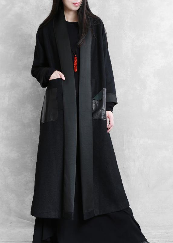 boutique plus size long winter coat winter woolen outwear black woolen ...